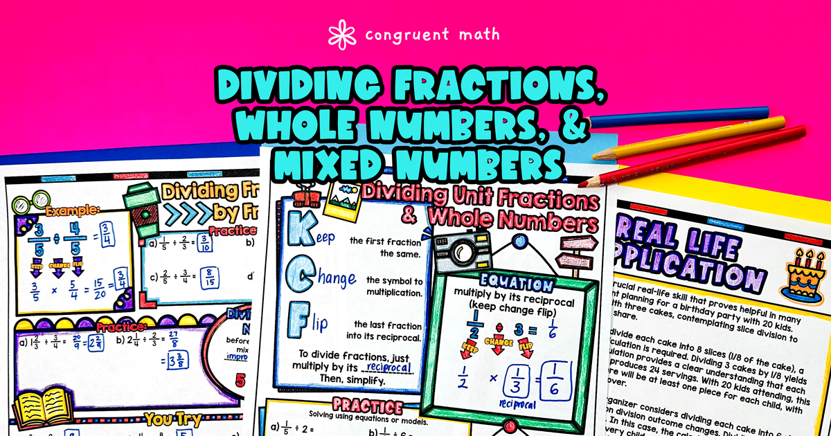 Dividing Fractions, Whole Numbers, and Mixed Numbers | Congruent Math