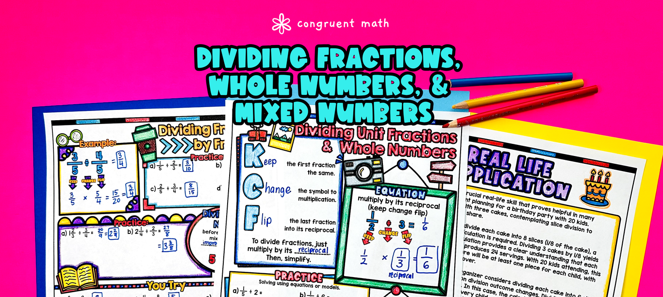 Dividing Fractions, Whole Numbers, and Mixed Numbers | Congruent Math