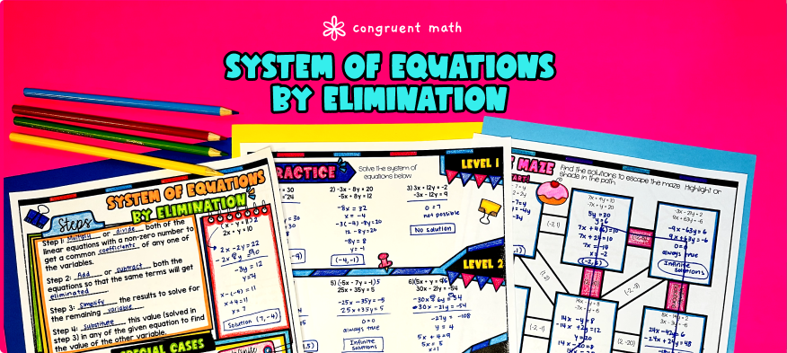 System of Equations by Elimination (Simultaneous Equations) | Congruent ...