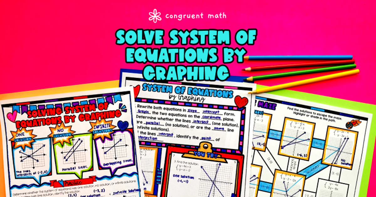 System of Equations by Graphing Guided Notes w/ Doodles | Simultaneous ...