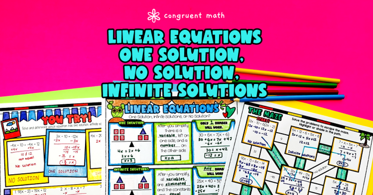Linear Equations with One Solution, Infinite Solutions, and No Solution ...