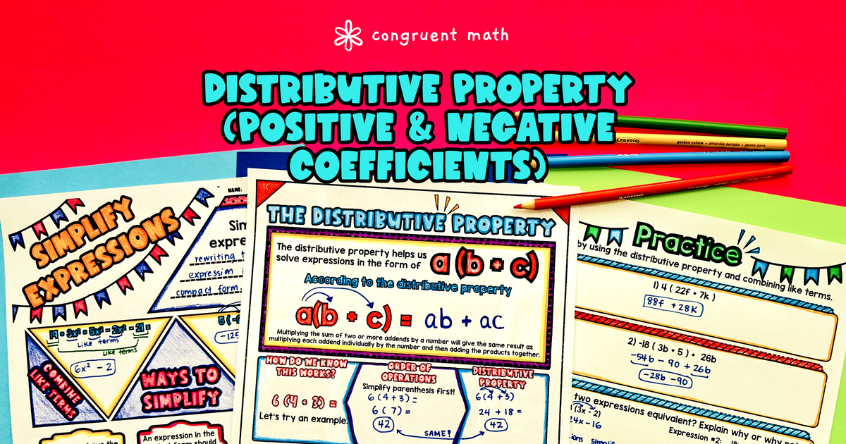 Distributive Property and Combining Like Terms (Negative Coefficients ...