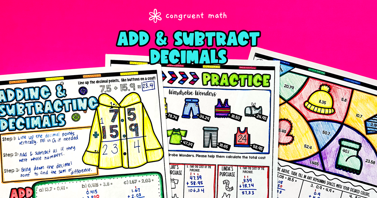 Adding And Subtracting Decimals Congruent Math