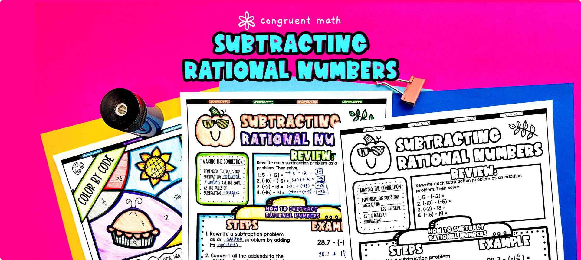 Subtracting Rational Numbers | Congruent Math