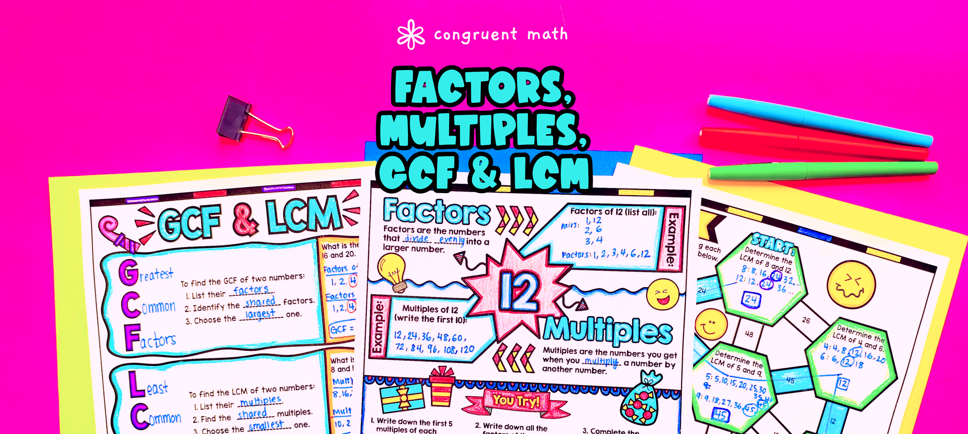 Factors, Multiples, GCF and LCM | Congruent Math