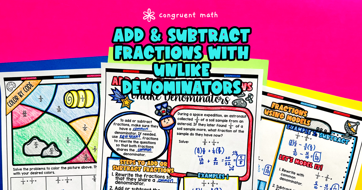 Adding & Subtracting Fractions (Unlike Denominators) | Congruent Math