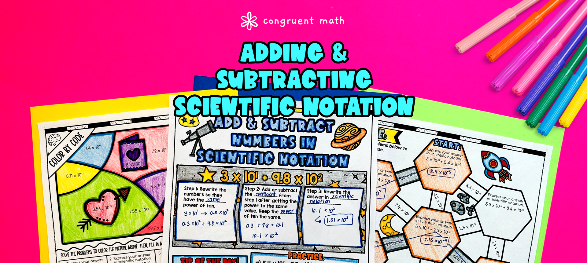 Adding And Subtracting Scientific Notation Congruent Math