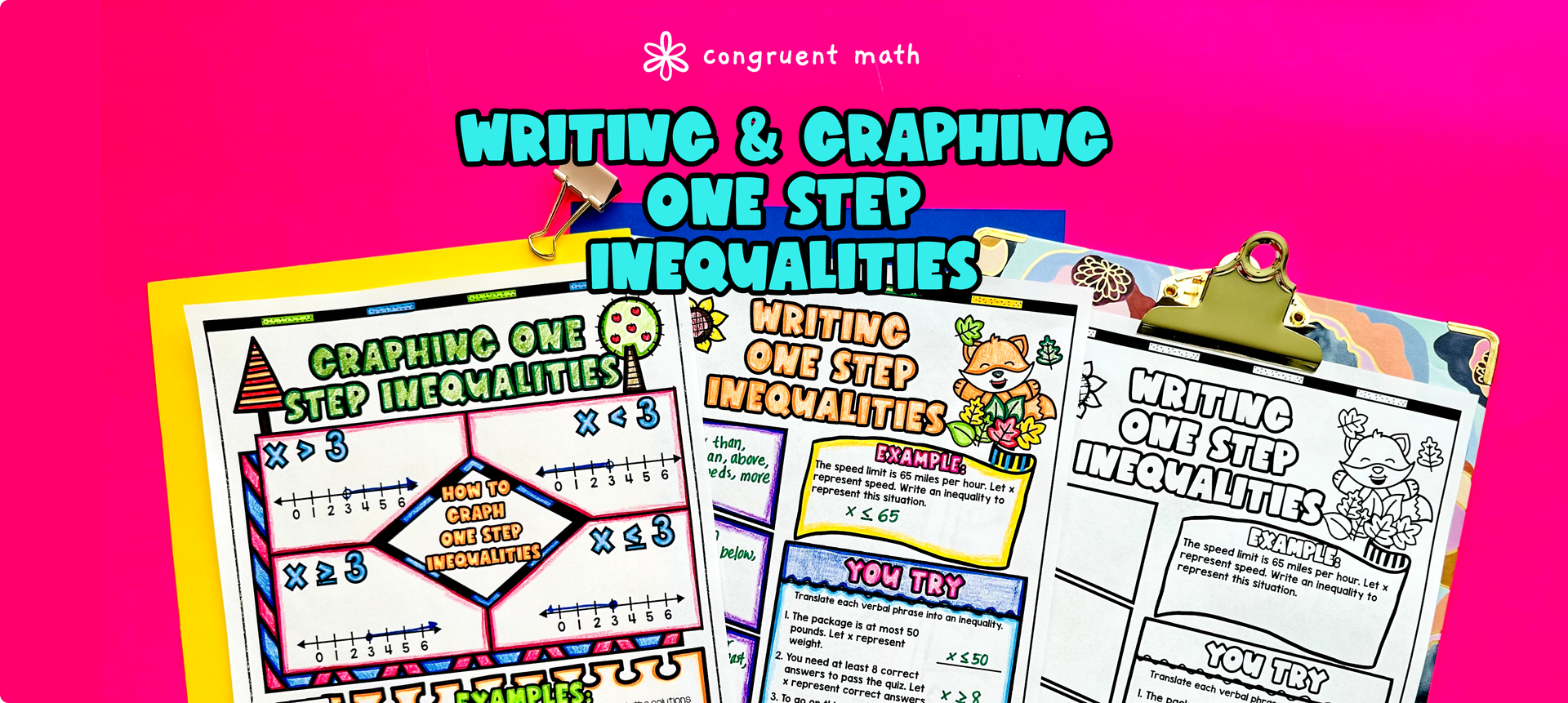 Writing & Graphing One Step Inequalities | Congruent Math