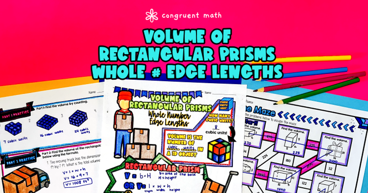 Volume of Right Rectangular Prisms (Whole Number Edge Lengths ...
