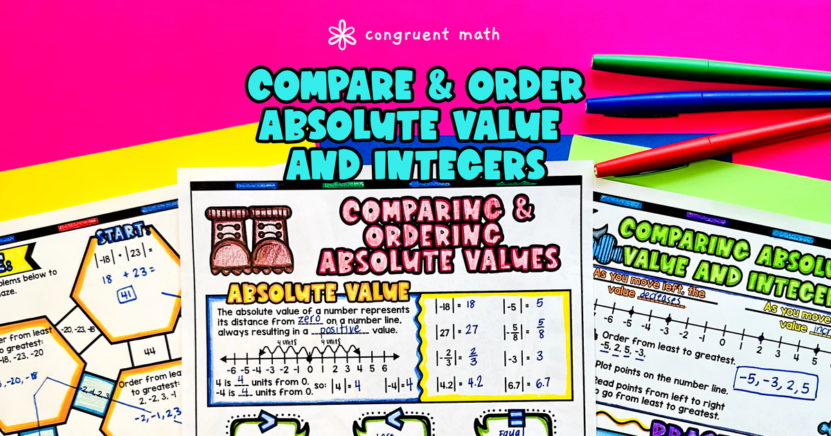 Comparing and Ordering Integers & Absolute Values of Rational Numbers ...