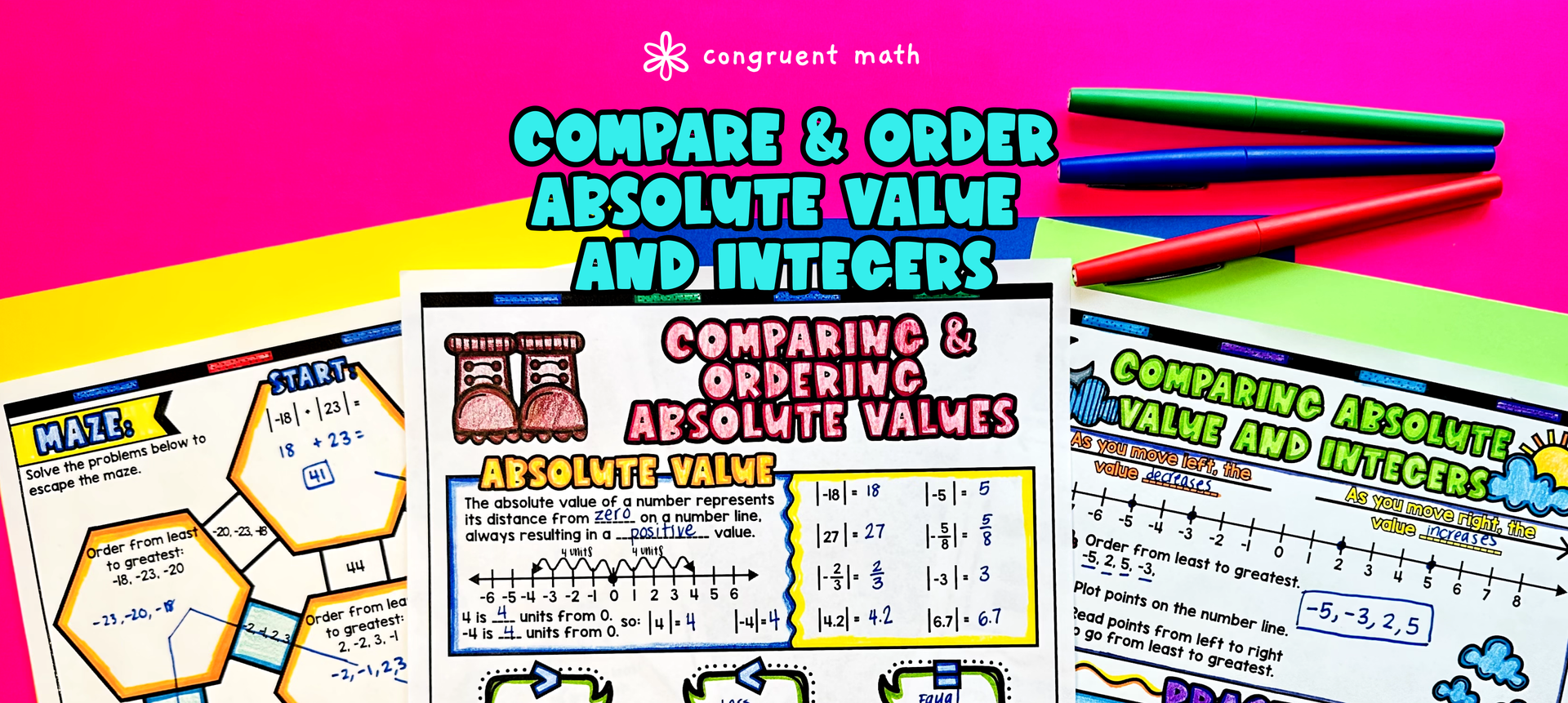 Comparing and Ordering Integers & Absolute Values of Rational Numbers ...