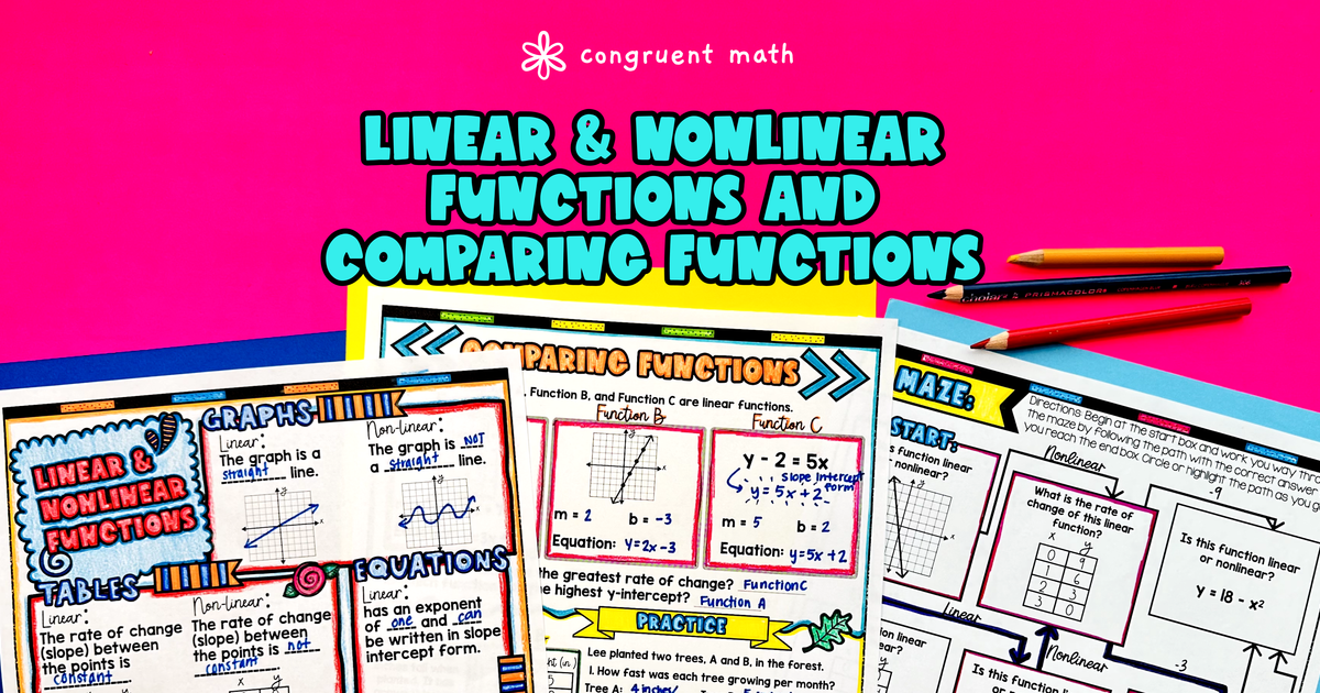 Linear Vs Nonlinear Functions And Comparing Functions Congruent Math