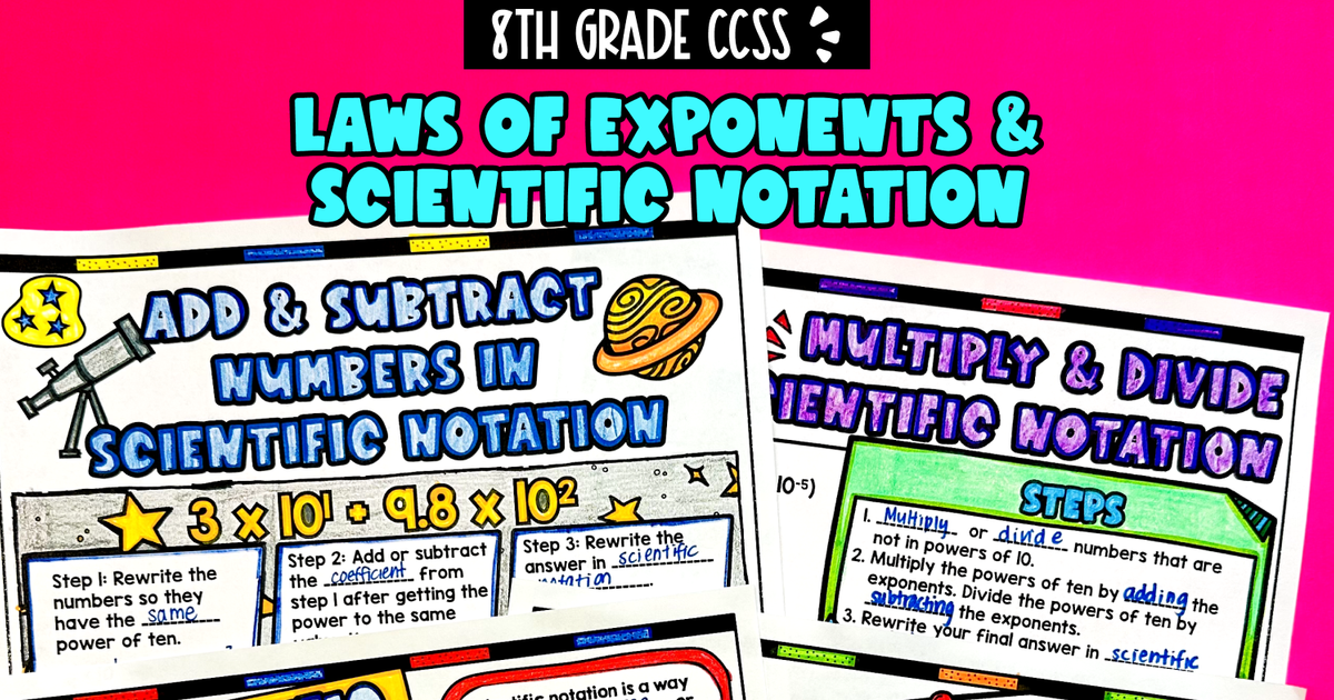 Scientific Notation & Laws of Exponents Unit | 8th Grade | Congruent Math