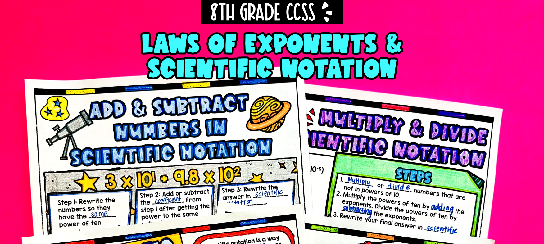 Scientific Notation & Laws of Exponents Unit | 8th Grade | Congruent Math