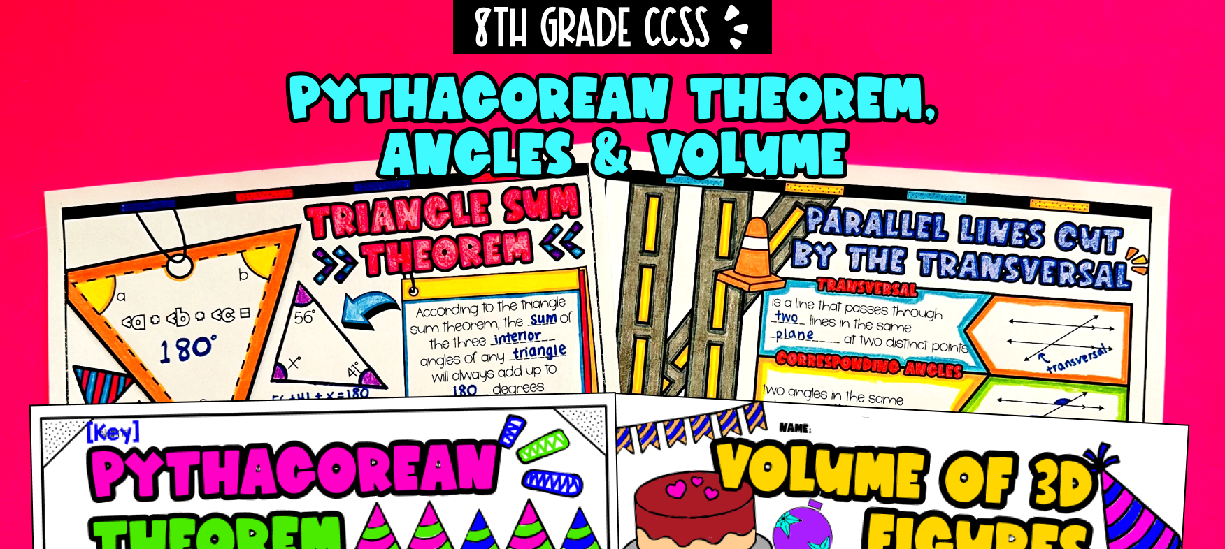 Pythagorean Theorem, Angles & Volume Unit | 8th Grade | Congruent Math